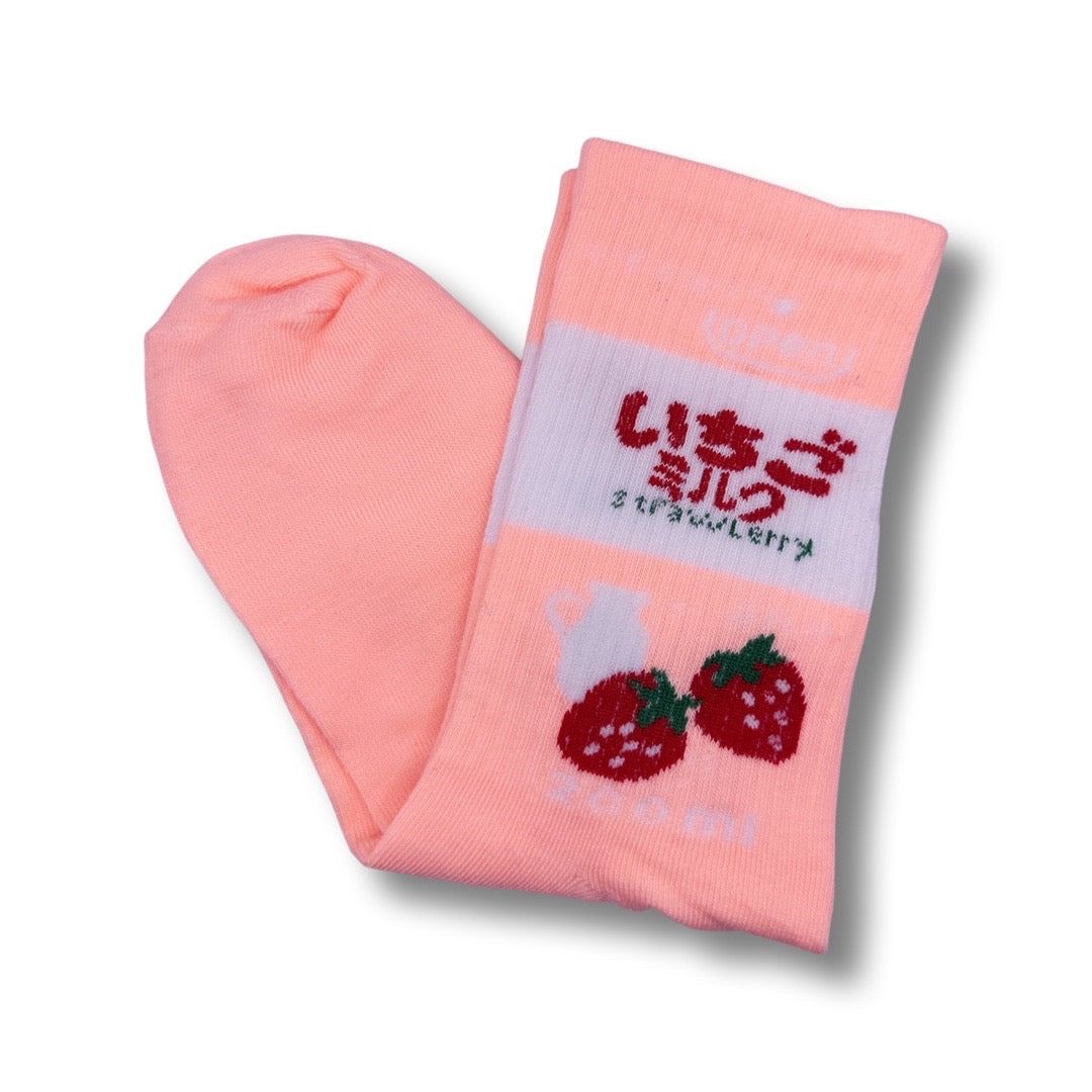 Strawberry Milk Crew Socks - Sherbet – mochimochi